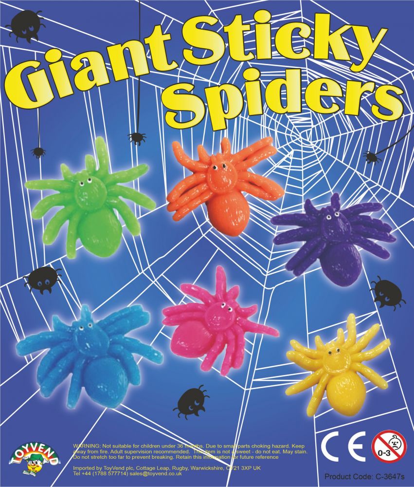 Giant Sticky Spiders (50mm) - Capsules | Toyvend - supplier of quality ...